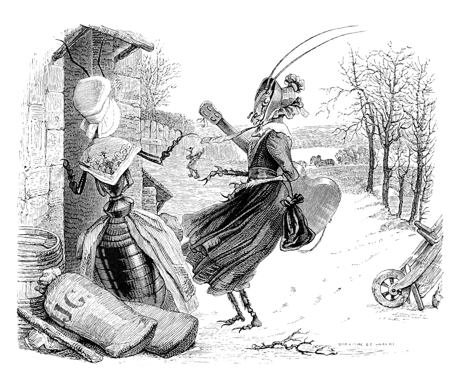 The Grasshopper and the Ant – Old Book Illustrations