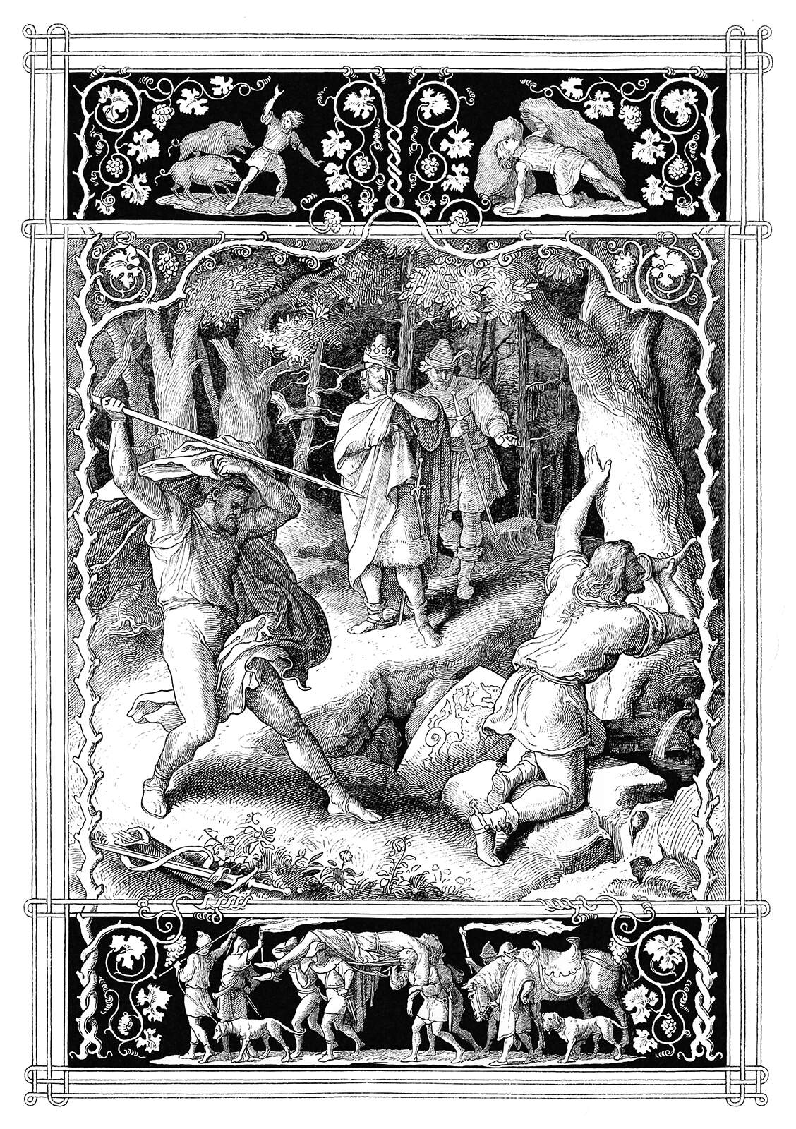 The Death of Siegfried – Old Book Illustrations