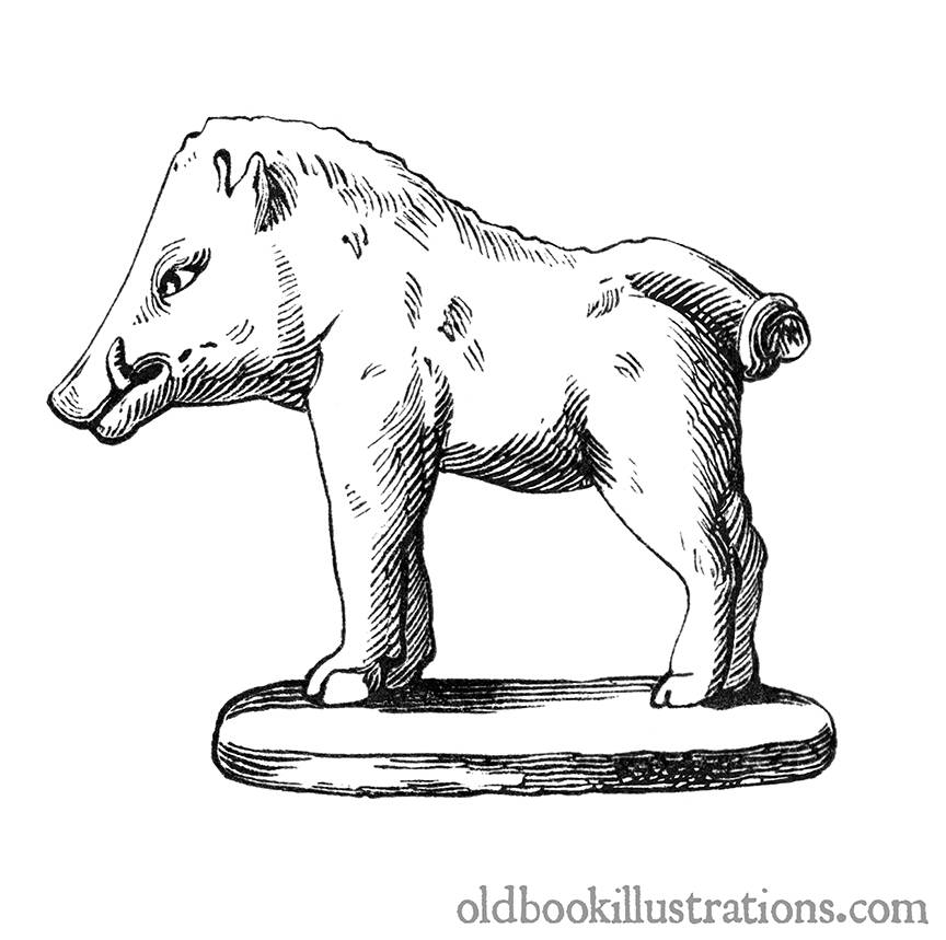 Gallo-Roman Statuette of a Boar – Old Book Illustrations