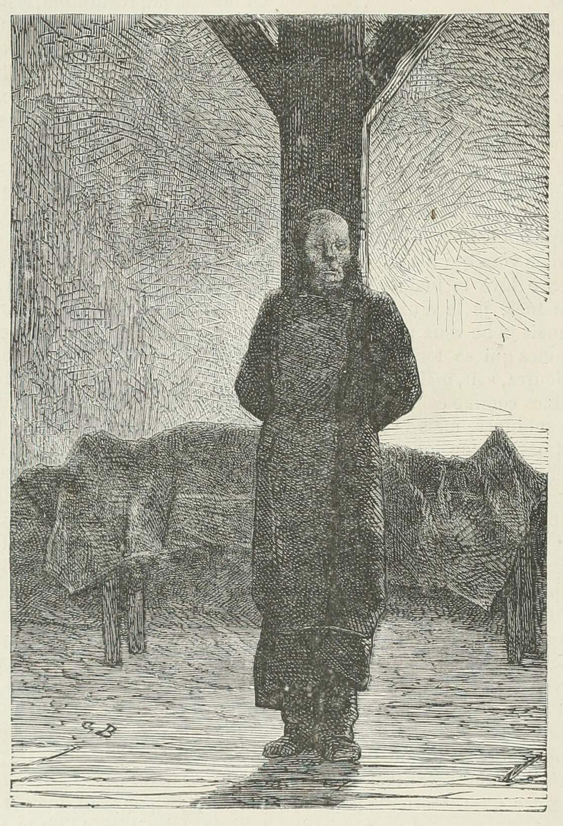 Javert Bound to the Post – Old Book Illustrations