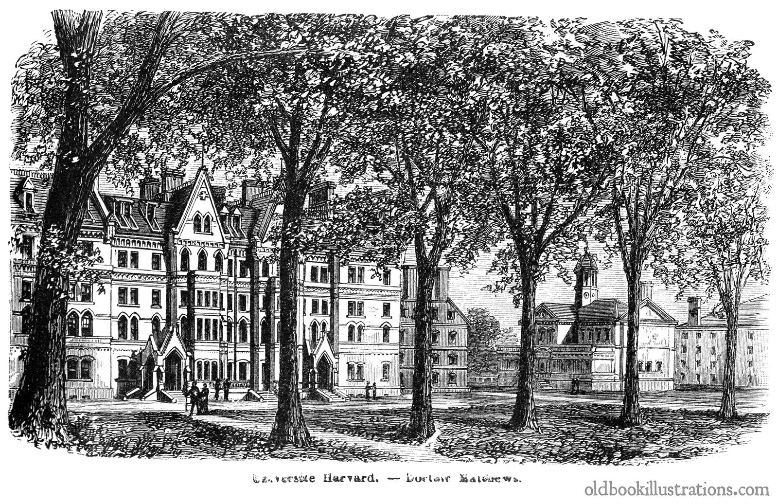 Matthews Dormitory, Harvard University – Old Book Illustrations