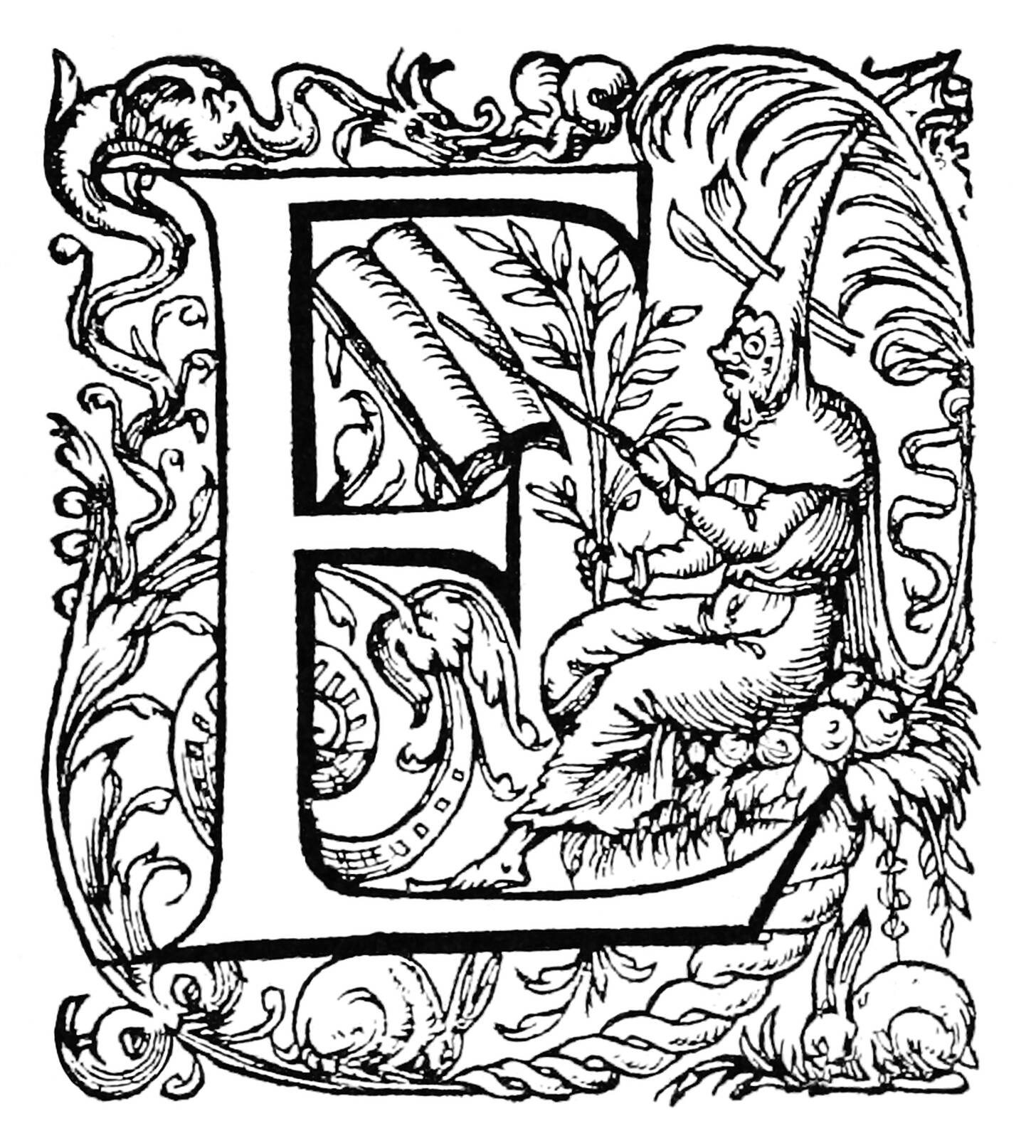 Initial Letter—E – Old Book Illustrations