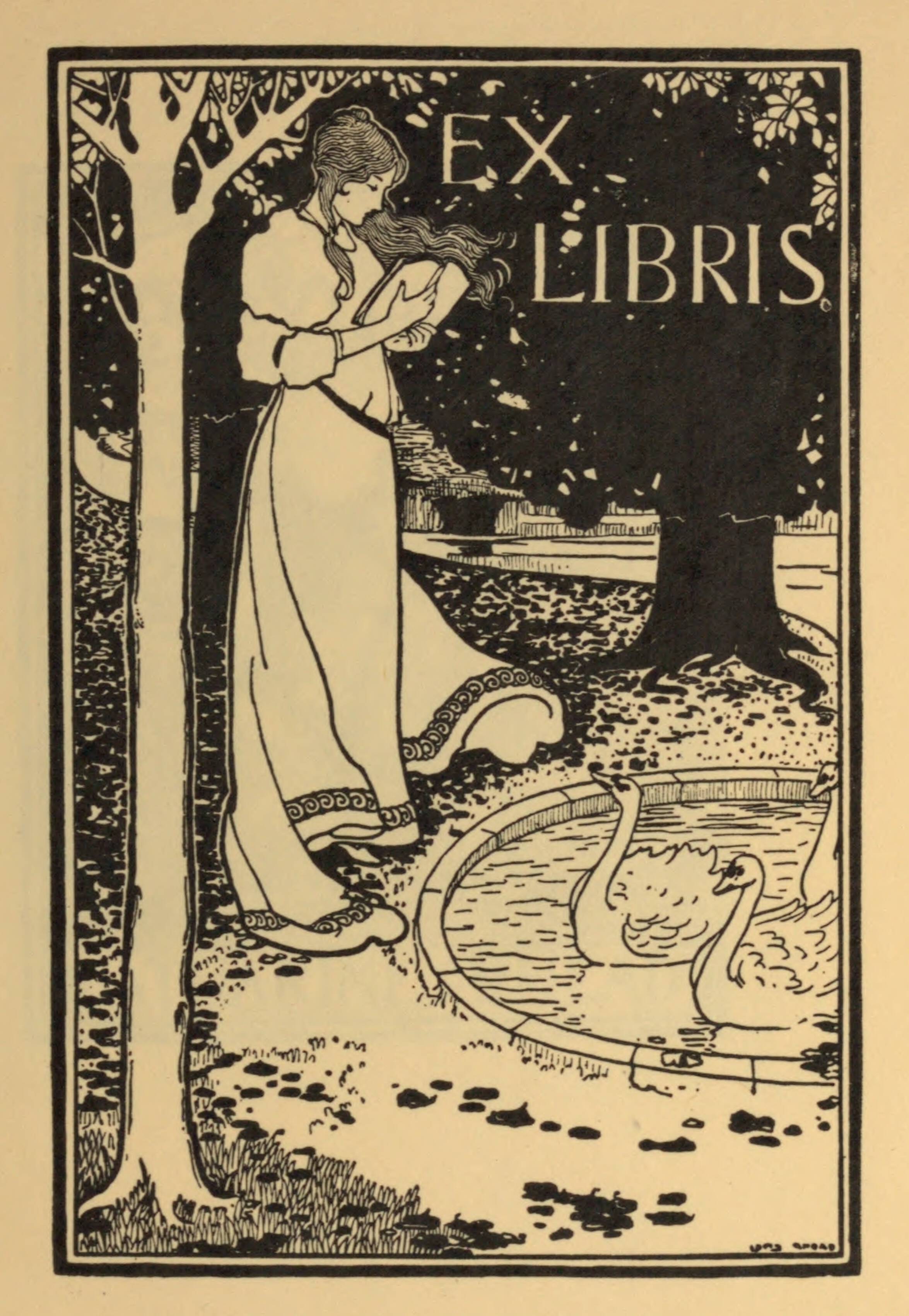 Ex-Libris with Swans – Old Book Illustrations